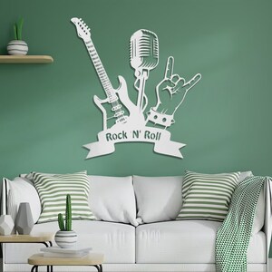 Rock N Roll Metal Wall Art , Rock Music Metal Wall Decor , Guitar Wall ...