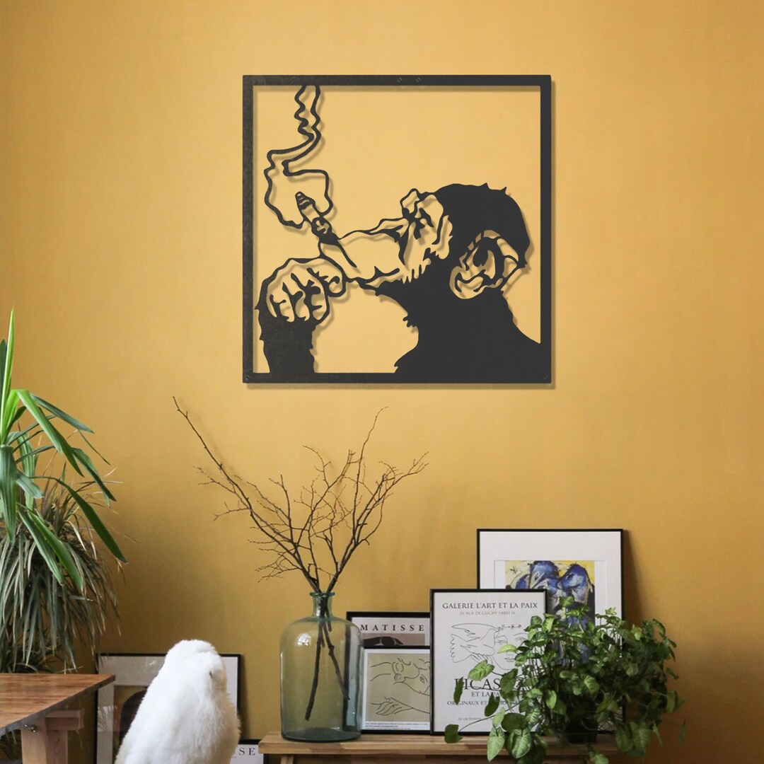 Smoking Monkey Metal Wall Art, Humorous Home Decor - Etsy