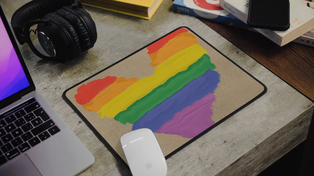 Rainbow Pride Flag Neopreme Mousepad, LGBTQ Pride Desk Accessory, Gay ...