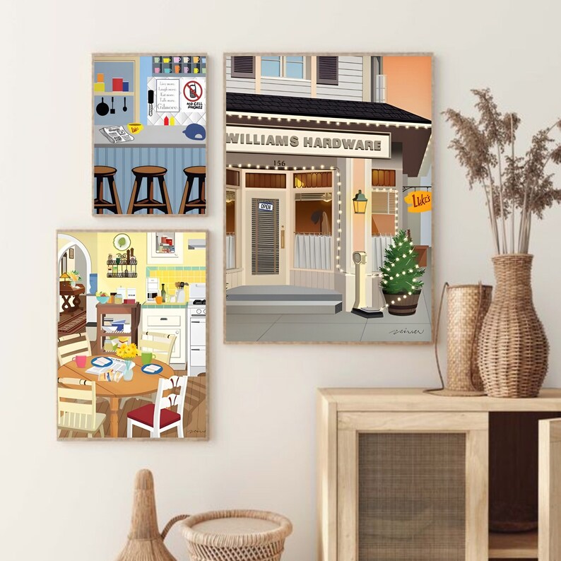 Gilmore Girls Wall Art Prints Set Of 3 Gilmore Girls Illustration Print