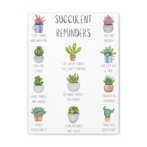Succulent Reminder Positive Affirmations Cactus Wall Art - Etsy UK