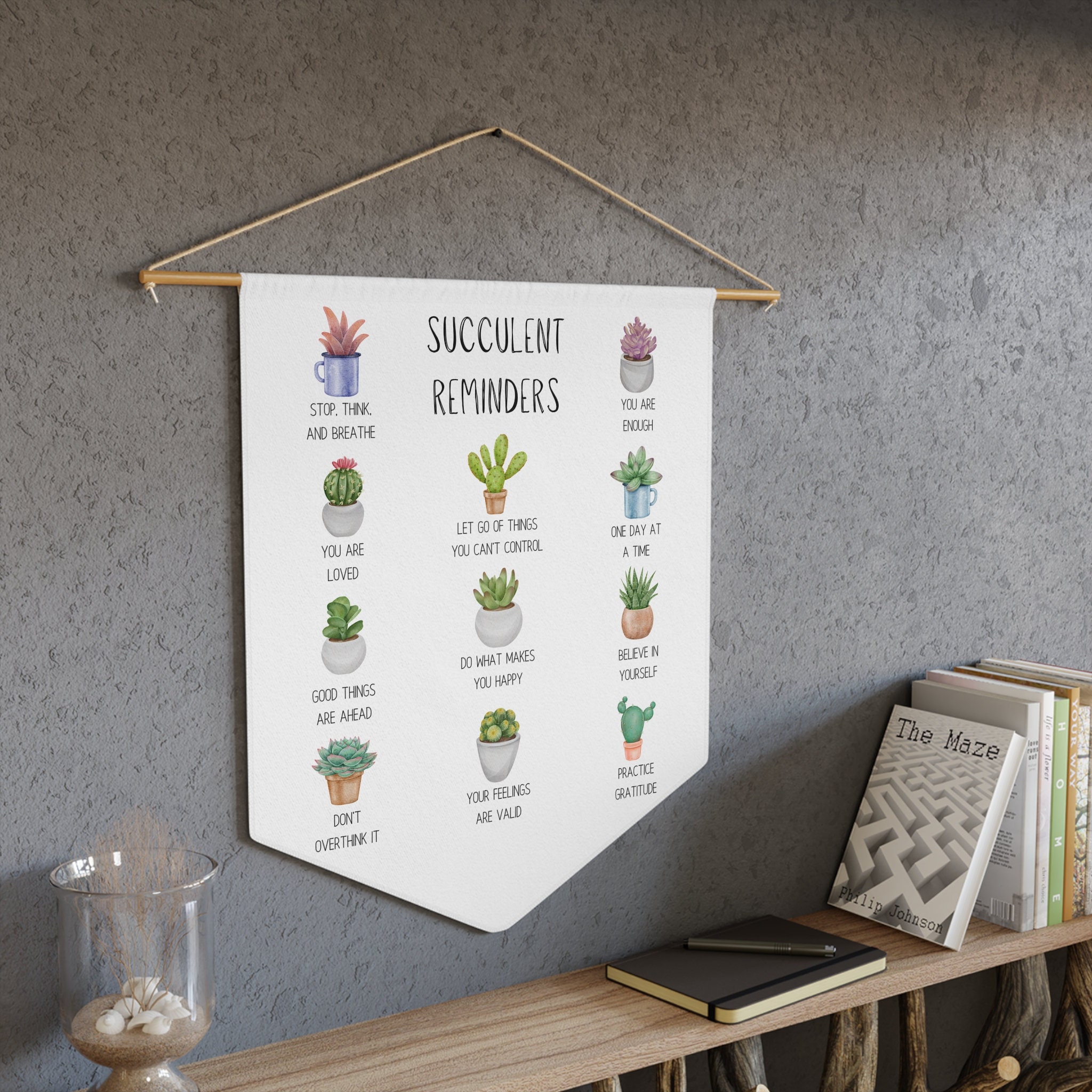 Cactust Wall Art, Dailey Affirmations, Succulent Reminders, Banner ...