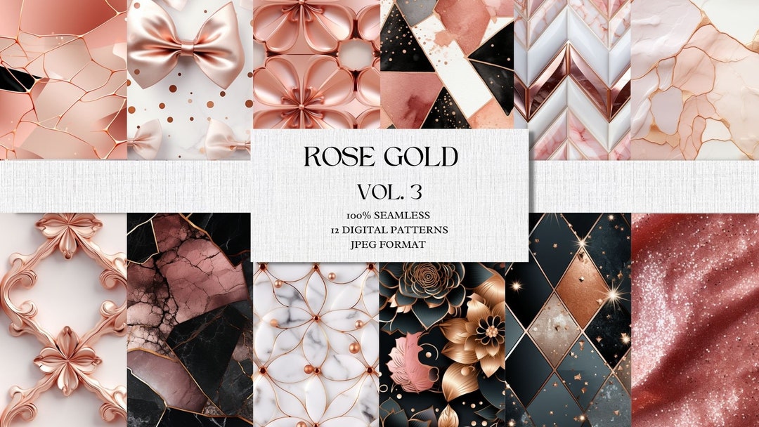100% SEAMLESS Rose Gold, Vol.3 Digital Pattern, Instant Download, Rose ...