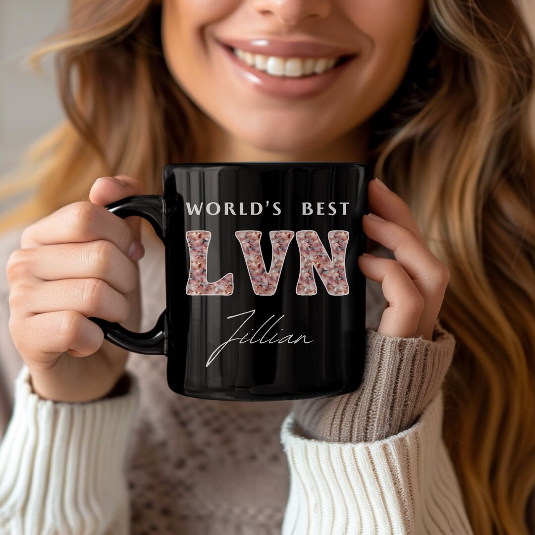11oz/15oz PERSONALIZED World's Best LVN Ceramic Coffee Mug Nurse ...