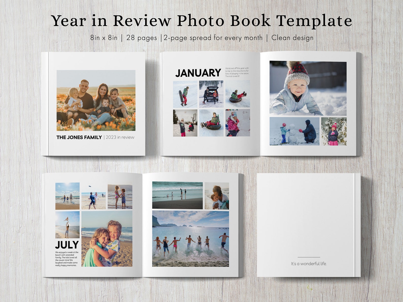 Year in Review Photo Book Template, Photo Album Template, Editable ...