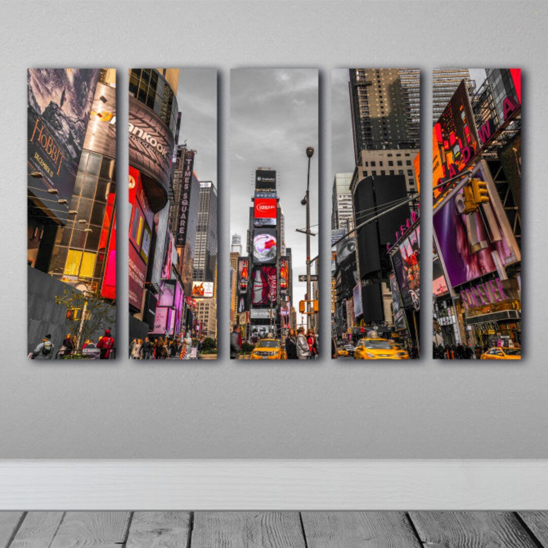 Vibrant Times Square Scene Wall Art Print Urban City Picture on Canvas ...