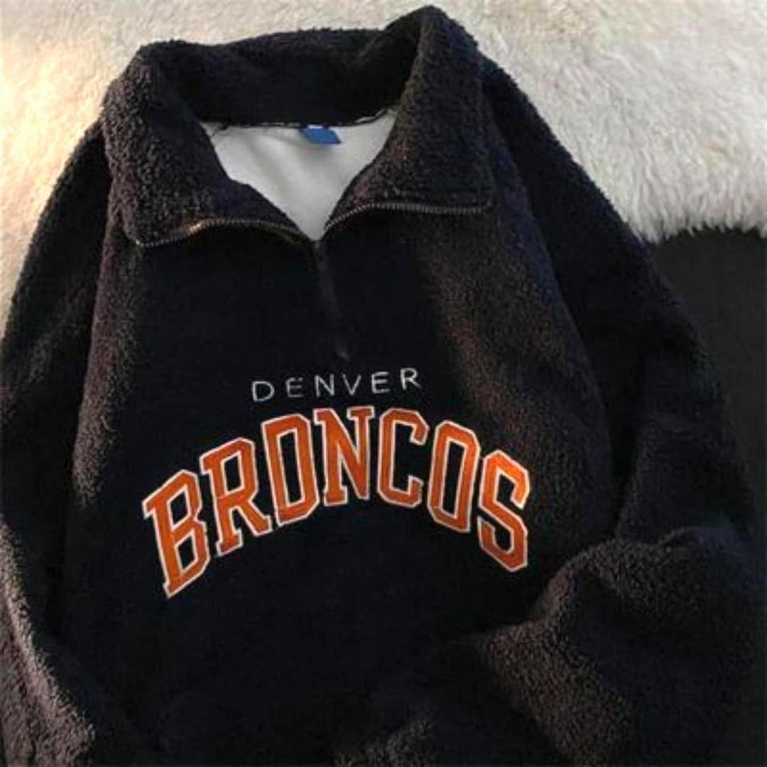 Vintage Black Quarter Zip Sherpa Fleece Sweatshirt Denver Broncos - Etsy