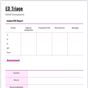 RN Triage Template - Etsy