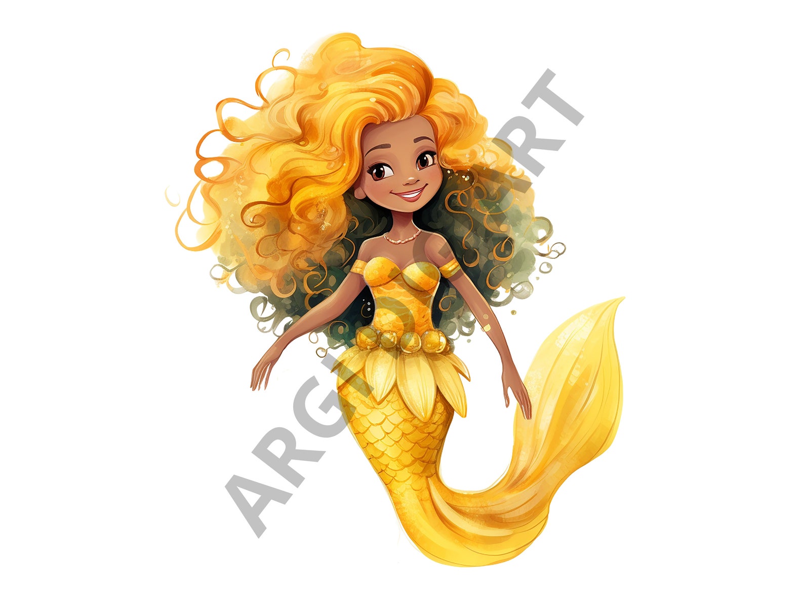 15 Watercolor Transparent Little Mermaid African American PNG Clipart ...