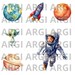 Outer Space Watercolor Clipart, Cute Astronaut, Planets Clip Art ...