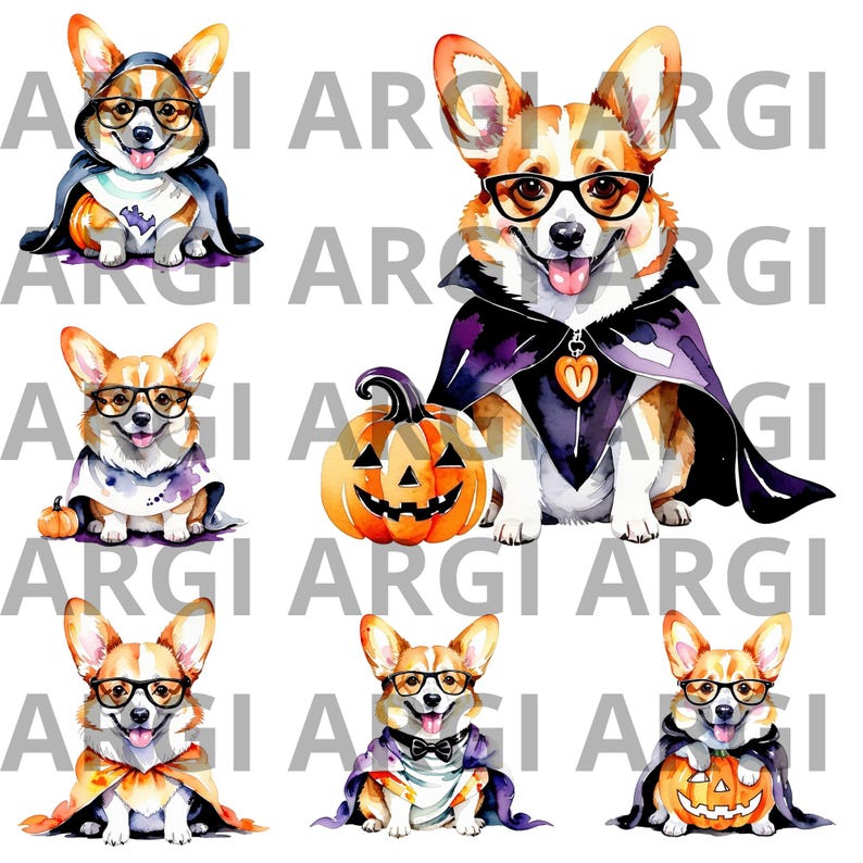 20 Halloween Corgi PNG, Watercolor Corgi, Halloween Dog Png, Spooky ...