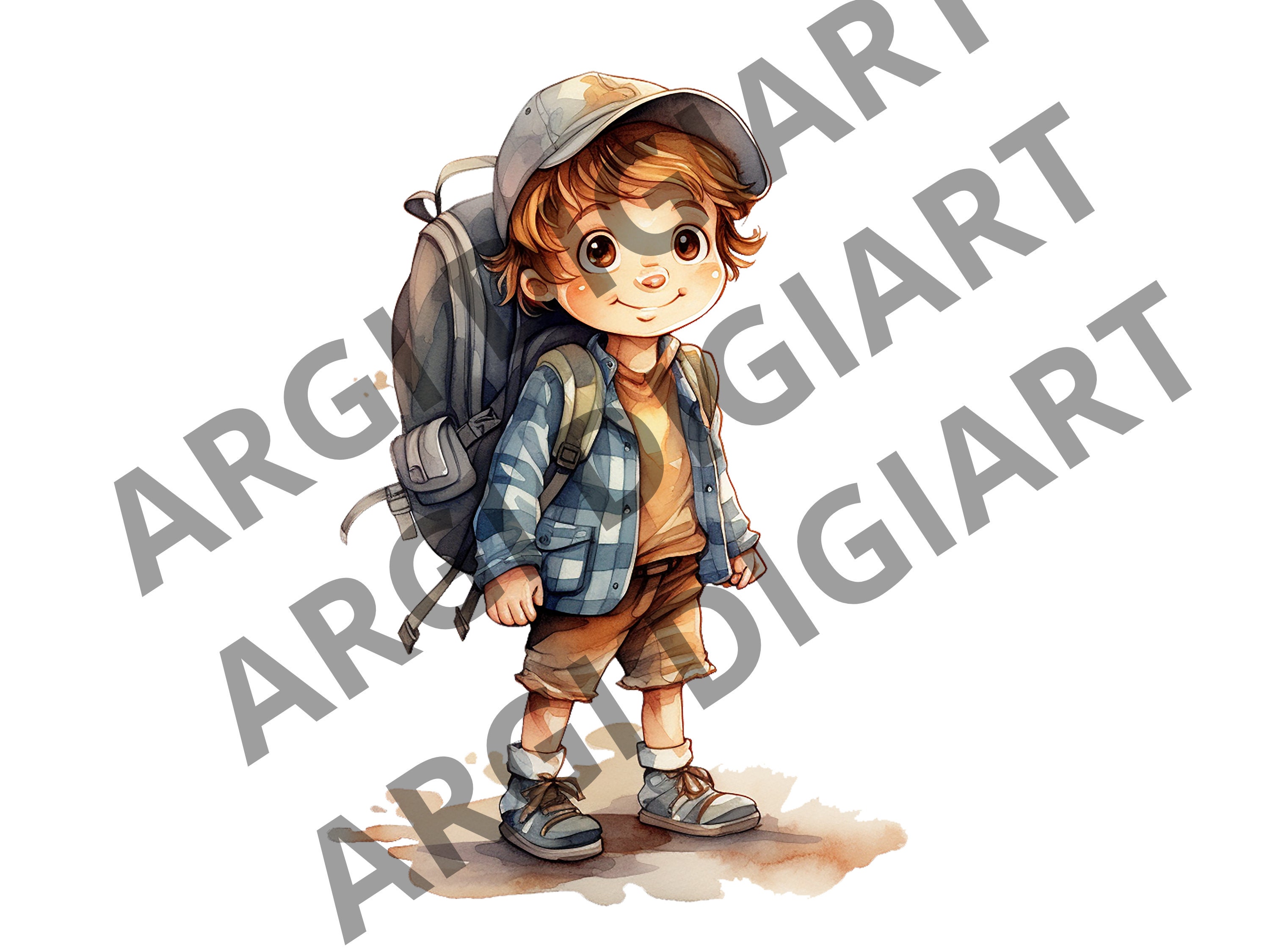 Backpack Boy School Watercolor Clipart, PNG Transparent, Commercial Use ...
