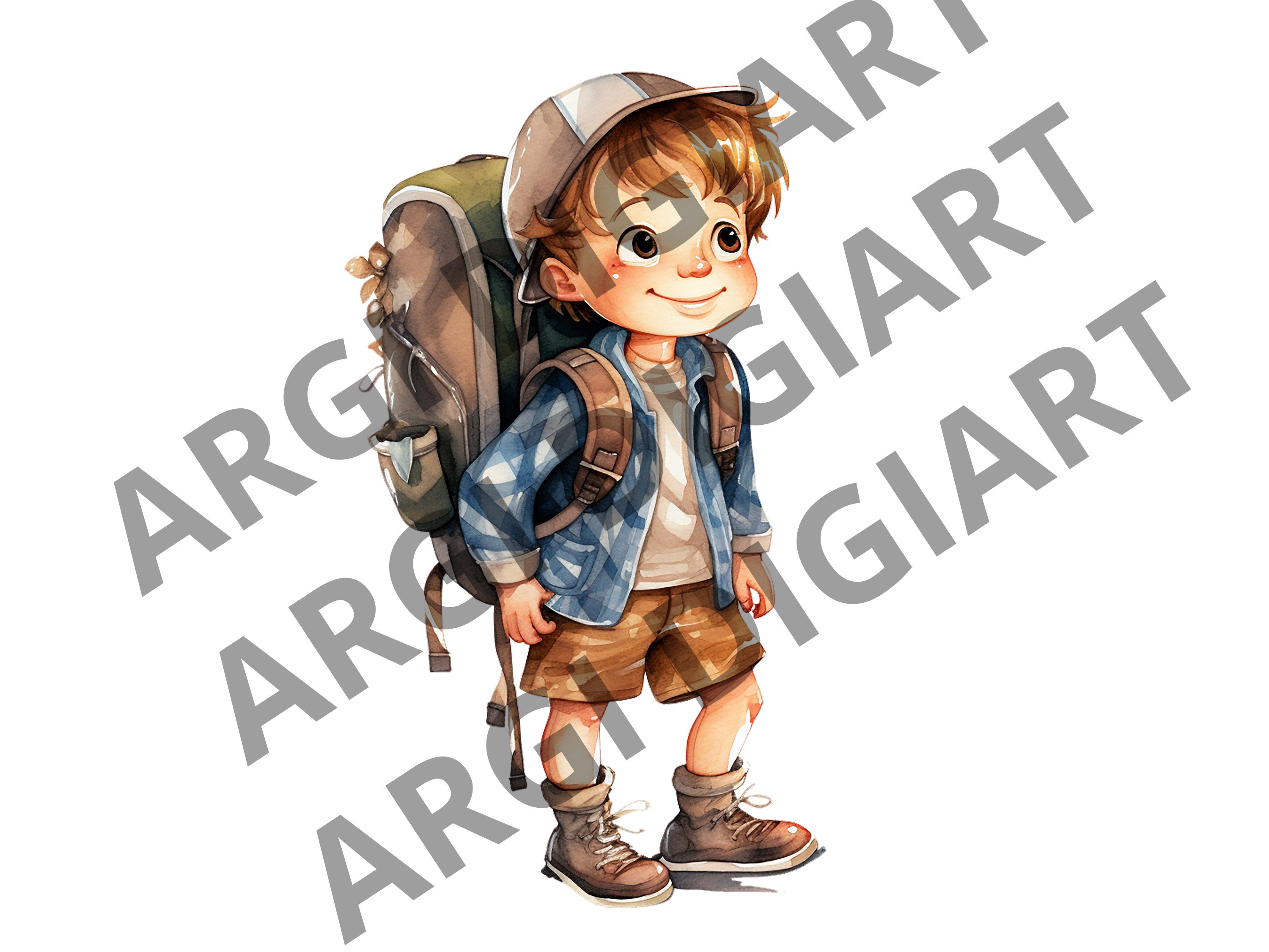 Backpack Boy School Watercolor Clipart, PNG Transparent, Commercial Use ...