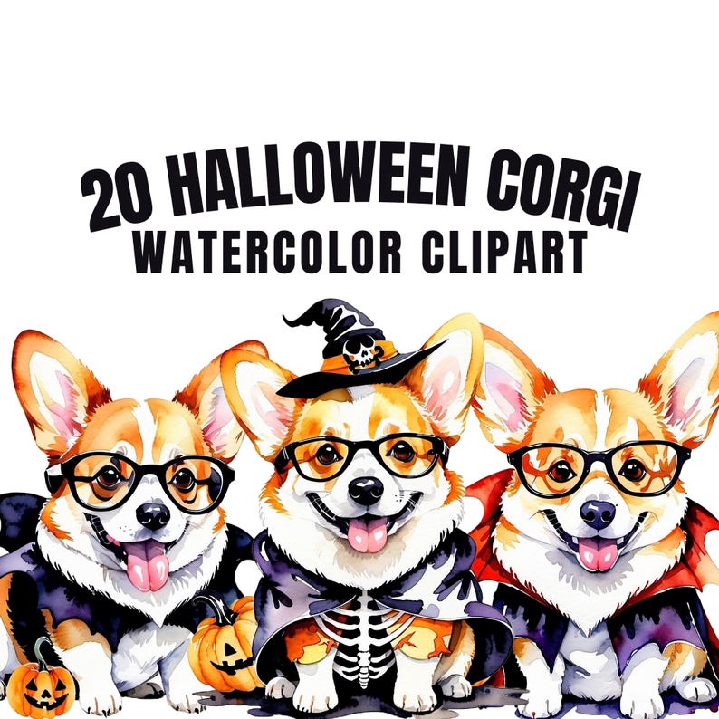 20 Halloween Corgi PNG, Watercolor Corgi, Halloween Dog Png, Spooky ...