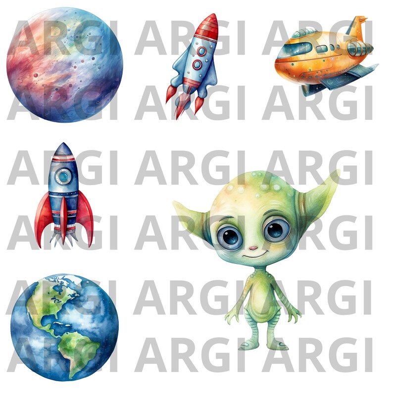 Outer Space Watercolor Clipart, Cute Astronaut, Planets Clip Art ...