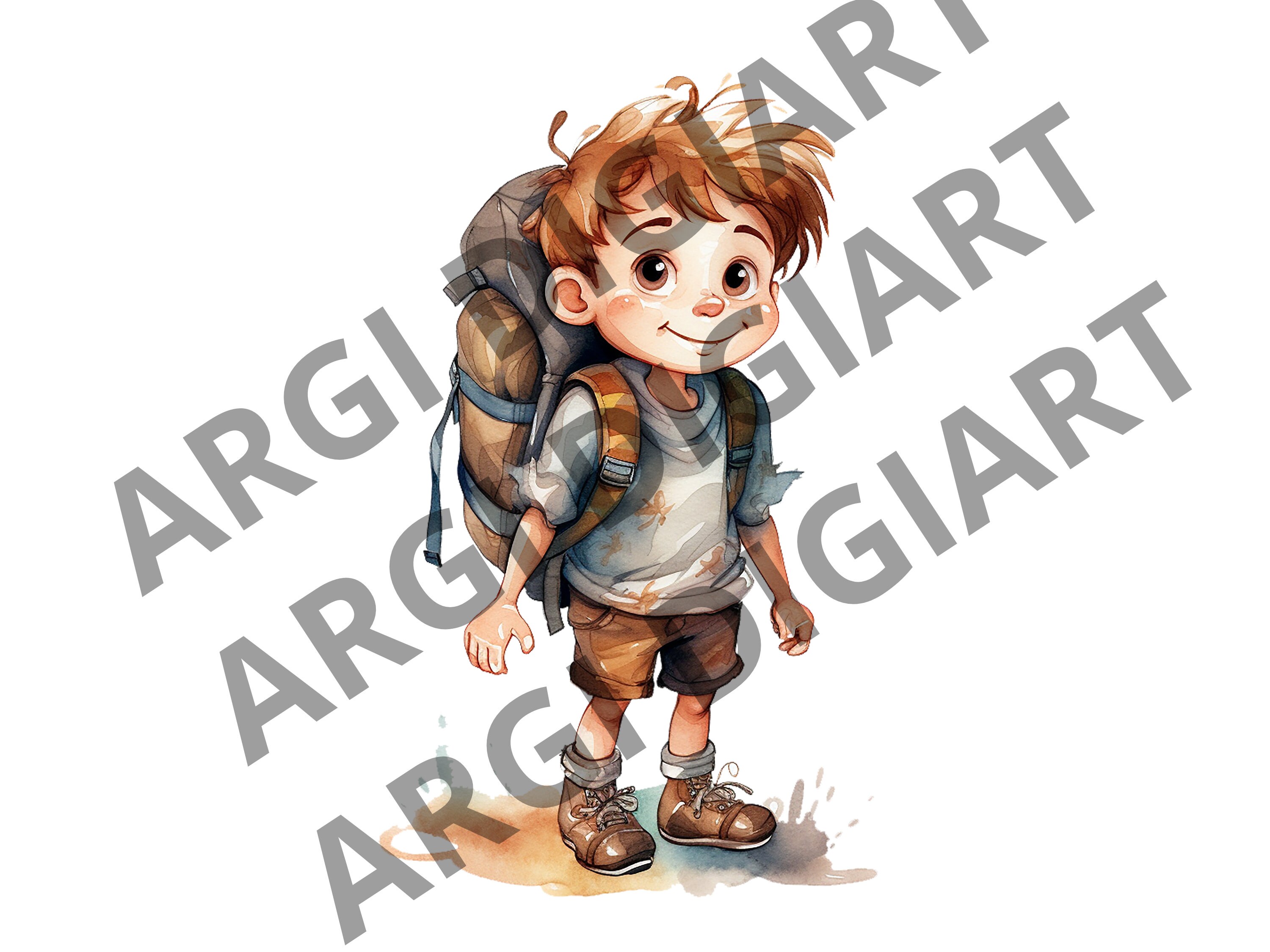 Backpack Boy School Watercolor Clipart, PNG Transparent, Commercial Use ...