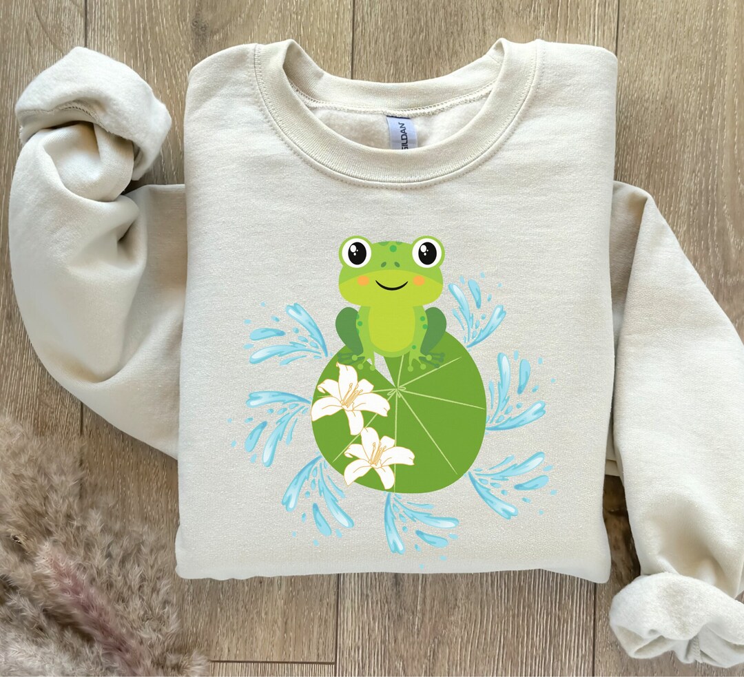 Frog Sweatshirt, Cottage Core Crewneck, Frog Lover Sweater, Frog ...