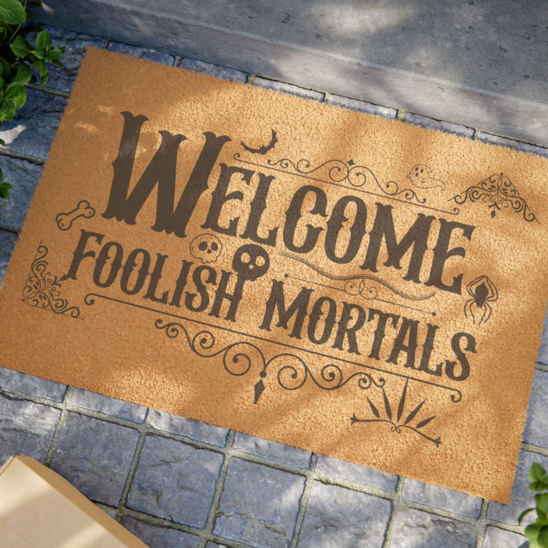 Welcome Foolish Mortals Halloween Outdoor Rug Door Mat - Etsy