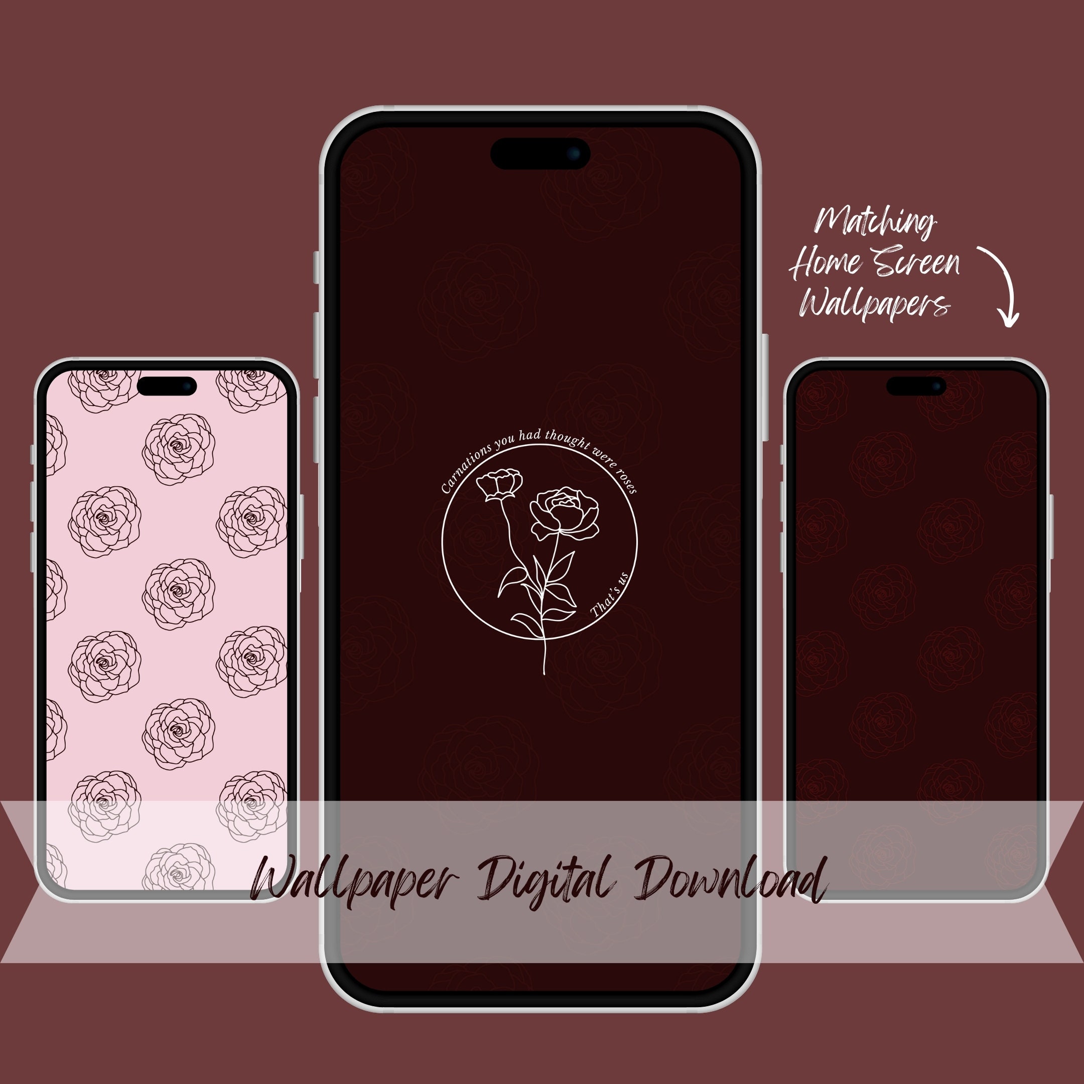 Maroon Wallpapers With Matching App Icons - Digital Download - Etsy