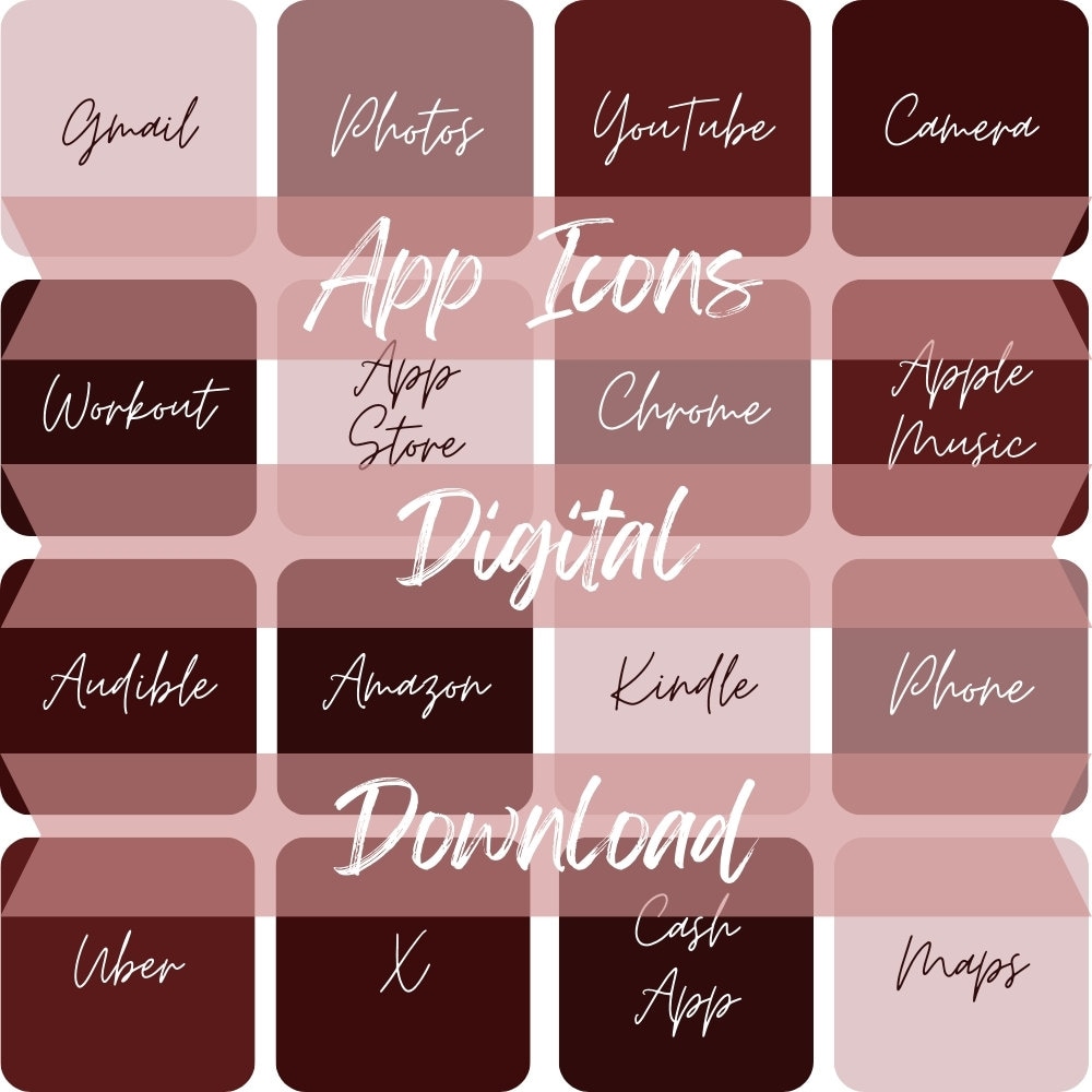 Maroon Wallpapers With Matching App Icons - Digital Download - Etsy