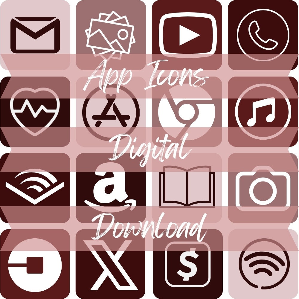 Maroon Wallpapers With Matching App Icons - Digital Download - Etsy