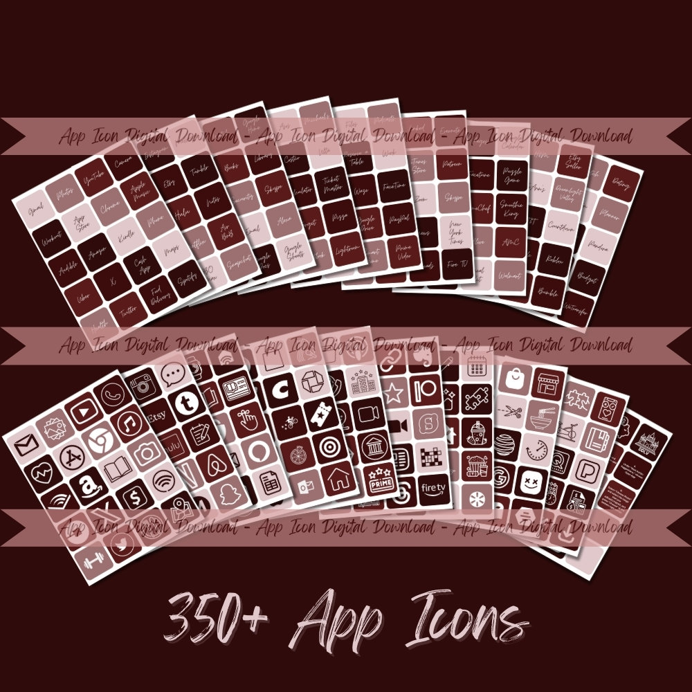 Maroon Wallpapers With Matching App Icons - Digital Download - Etsy