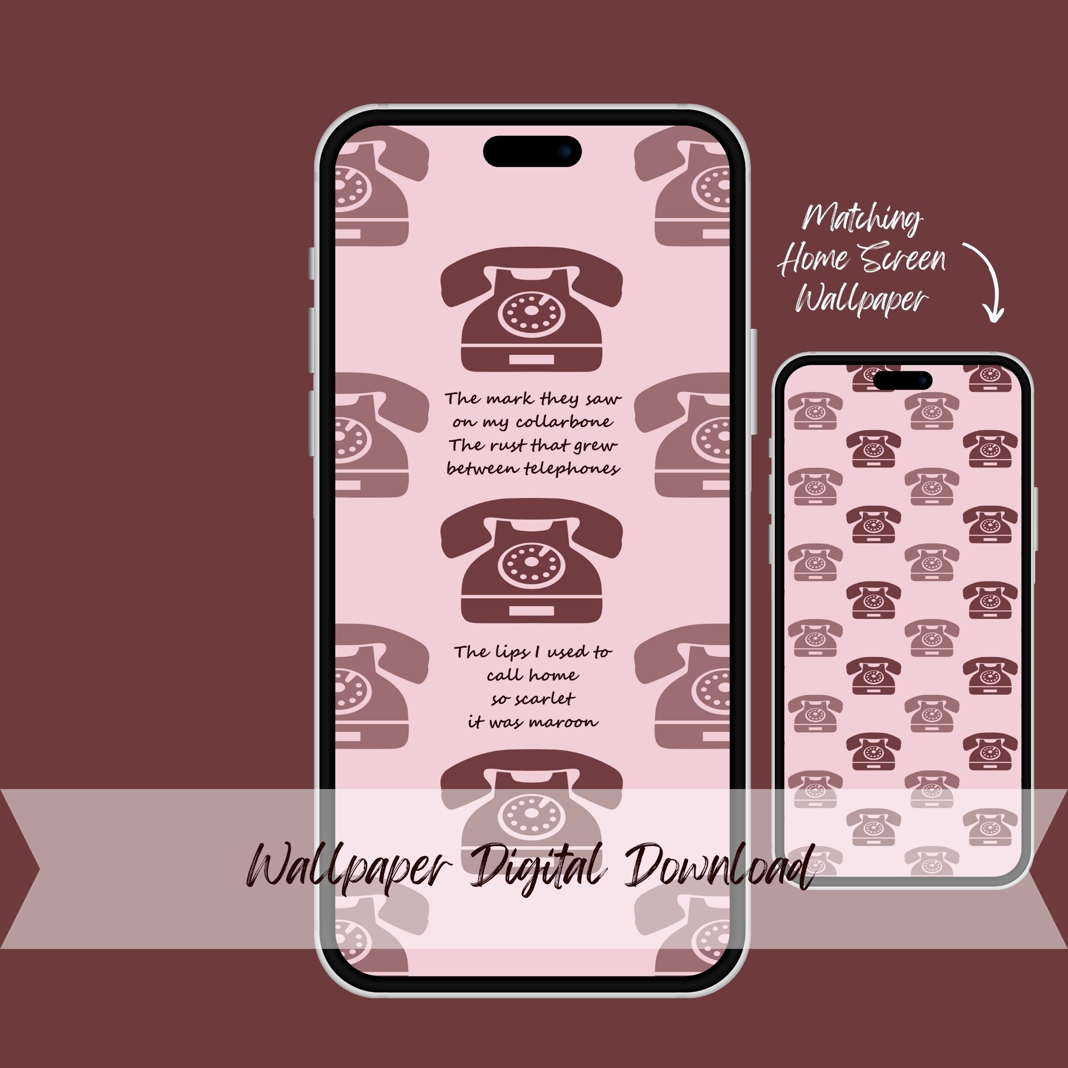 Maroon Wallpapers With Matching App Icons - Digital Download - Etsy