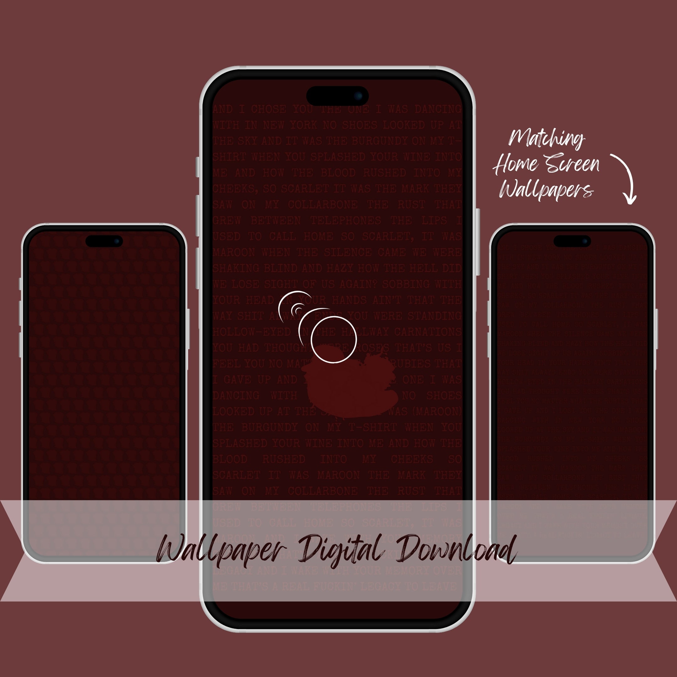 Maroon Wallpapers With Matching App Icons - Digital Download - Etsy