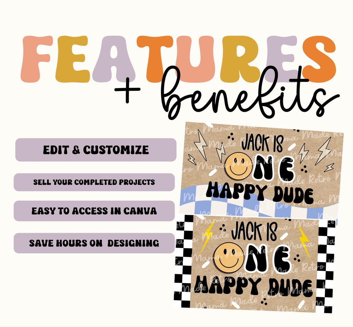 ONE Happy Dude 1st Birthday Banner for Boys, Retro Painted Banner ...