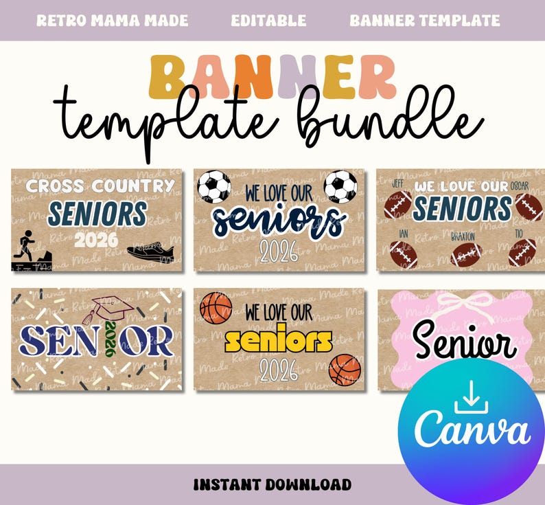 Senior Night Sports Template Bundle for Painted Banner, High School ...