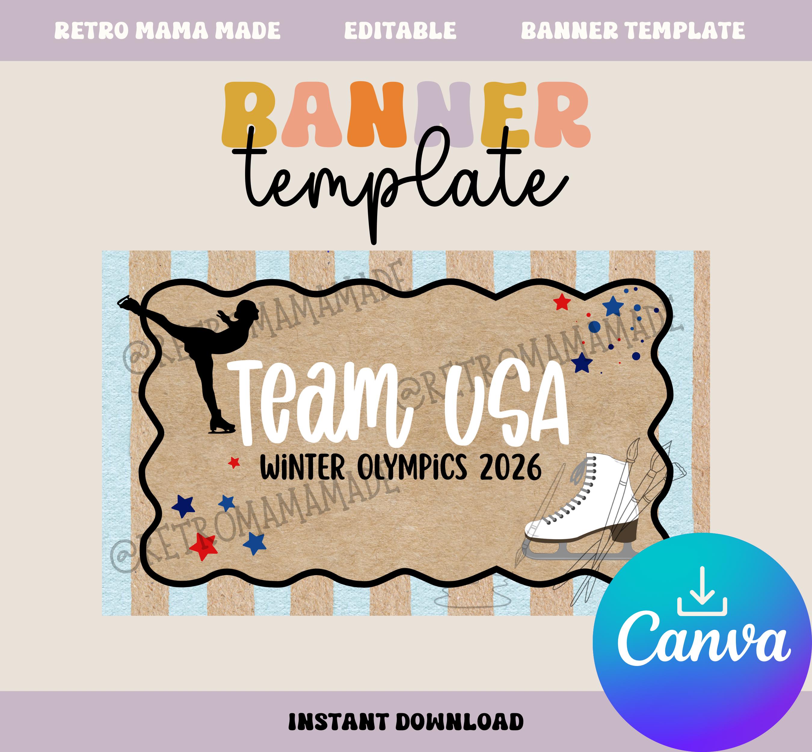 Figure Skating Winter Olympics Banner Template: Editable Canva Design ...