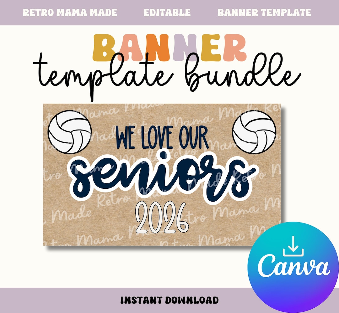 Senior Night Volleyball Banner Template: Editable Canva Design (digital ...