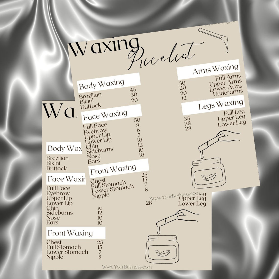 Esthetician Flyer, Waxing Price List, Waxing Template, DIY Editable ...