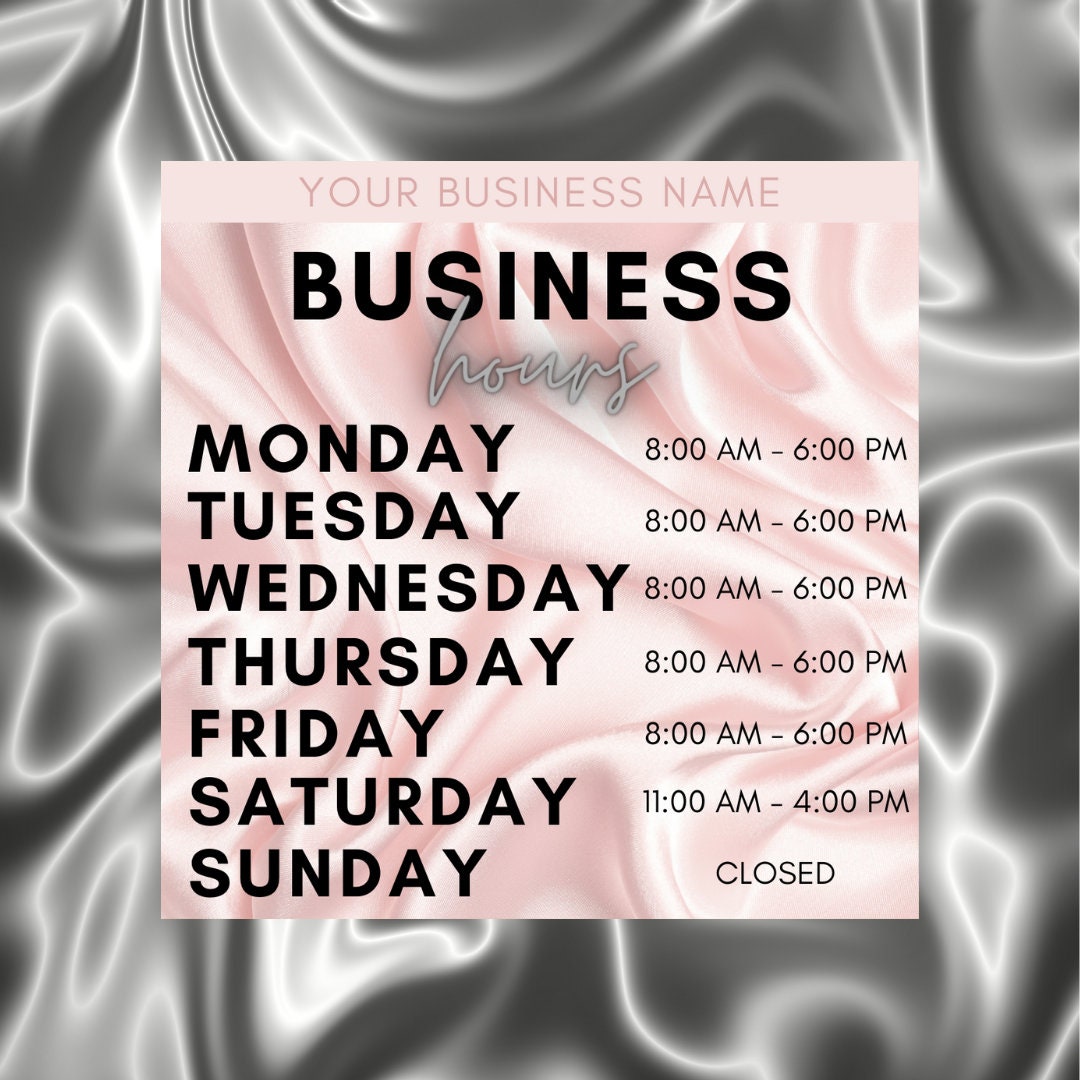 Business Hour Flyer, Editable Hours Design Template, Canva Template ...