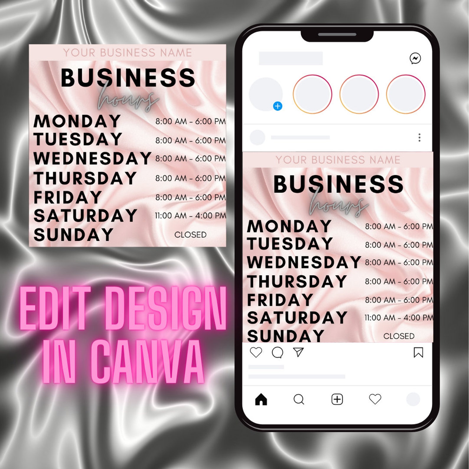 Business Hour Flyer, Editable Hours Design Template, Canva Template ...