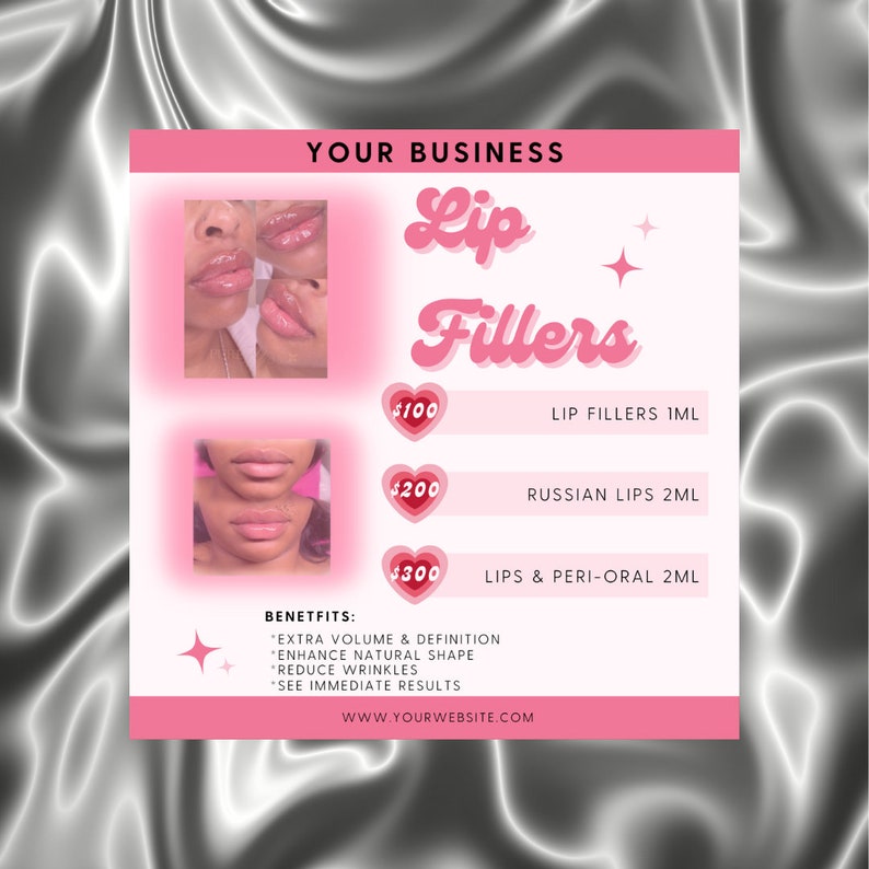 Lip Filler Flyer, Editable Lip Filler Design Template, Canva Template ...
