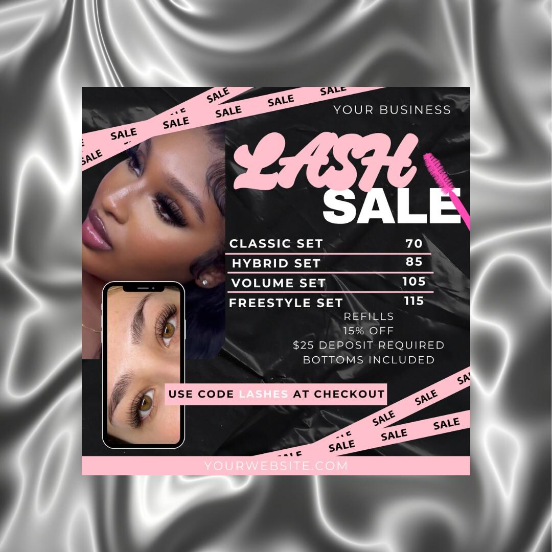 Editable Lash Sale Flyer, Lashes, New Appointments, Book Now Flyer ...
