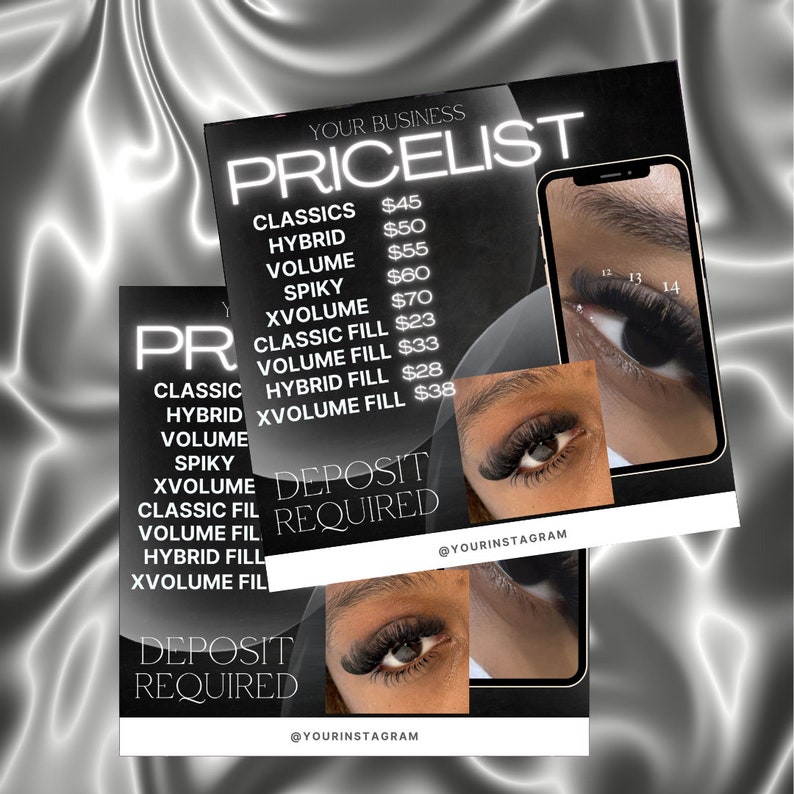 Lash Price List Flyer, Editable Pricing Design Template, Canva Template ...
