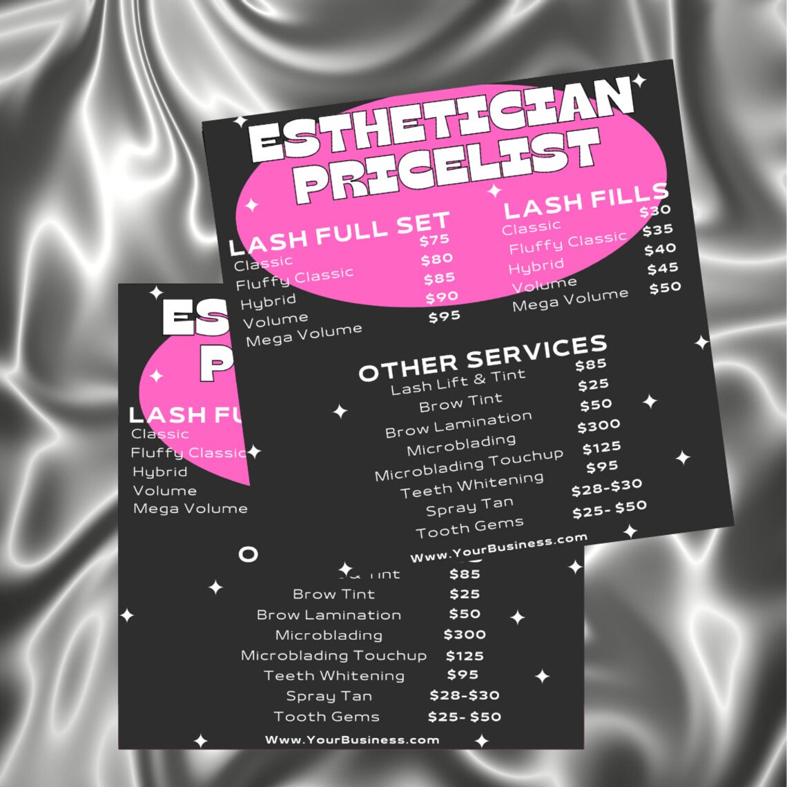 Esthetician Price List, Lash Tech Flyer, Lash Price List, Esthetician ...