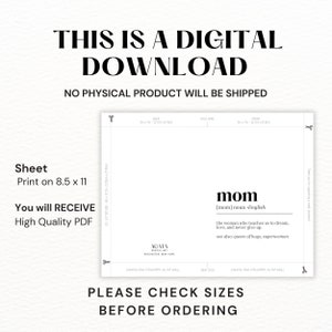 Mom Definition Greeting Card / Instant Download Greeting Cards for the ...