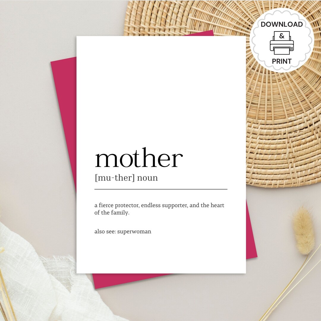 Mother Definition Card, Happy Mothers Day, Card for Mothers Day ...