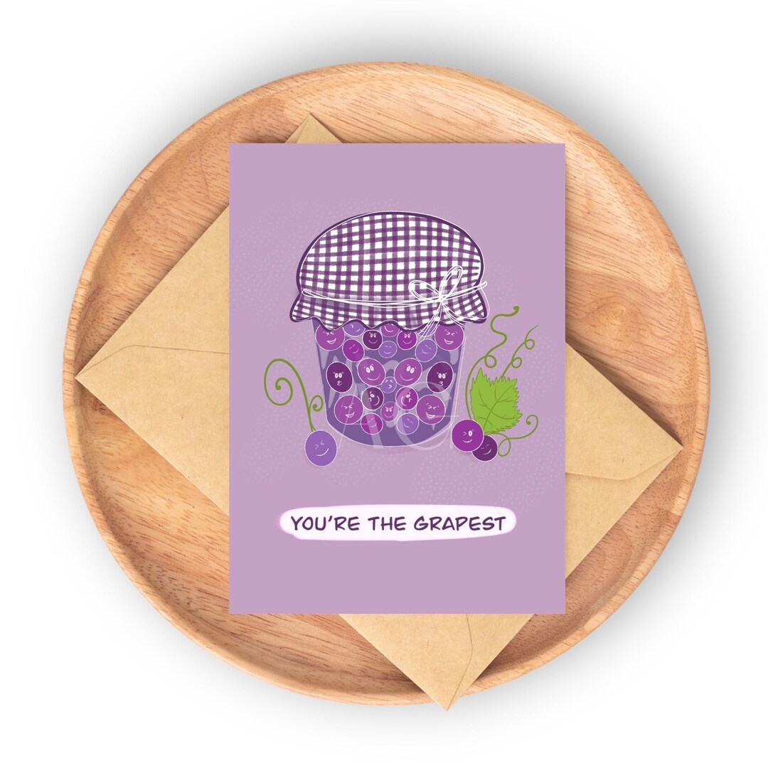 You Are the Grapest Card Funny Printable Greeting Cards - Etsy