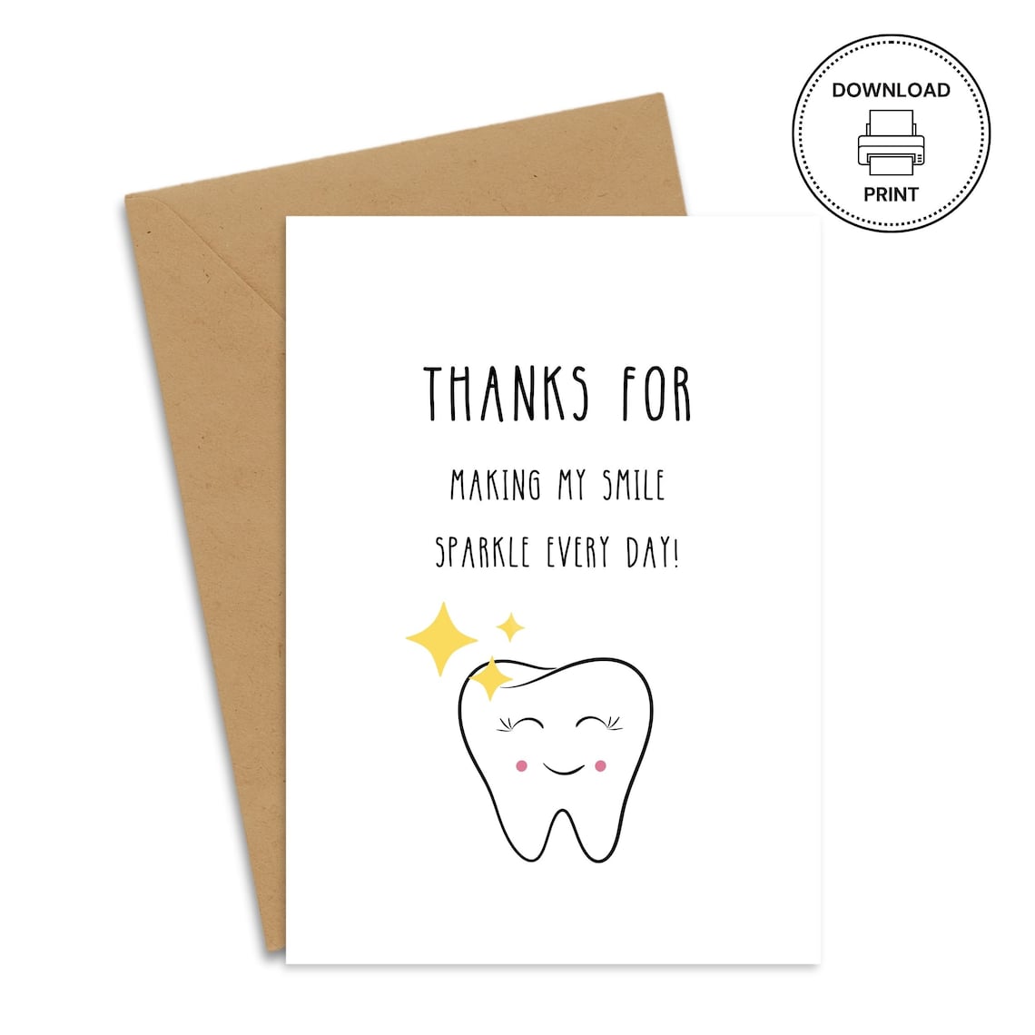 Thank You Card for Your Dentist, Cute Gift, CDA Dental Card, Thank You ...