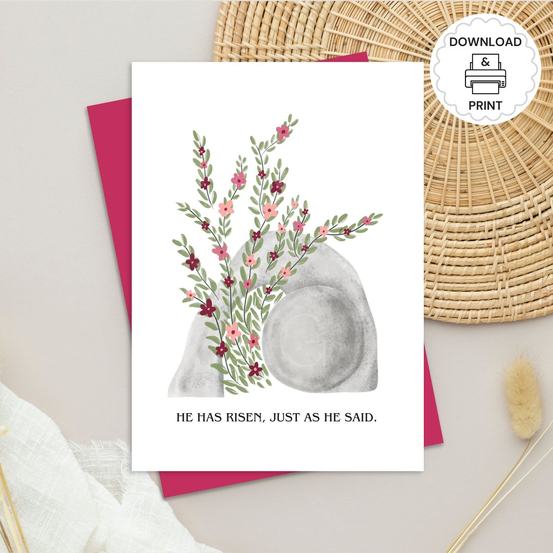 He is Risen Greeting Card / Christian Easter Greeting Cards / DIGITAL ...