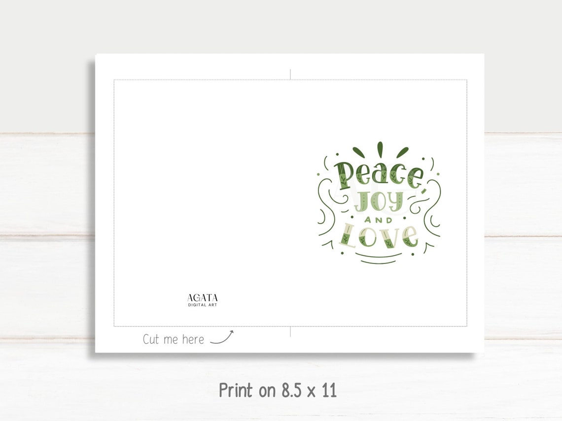 Peace Love and Joy Christmas Card Printable Christmas Card - Etsy