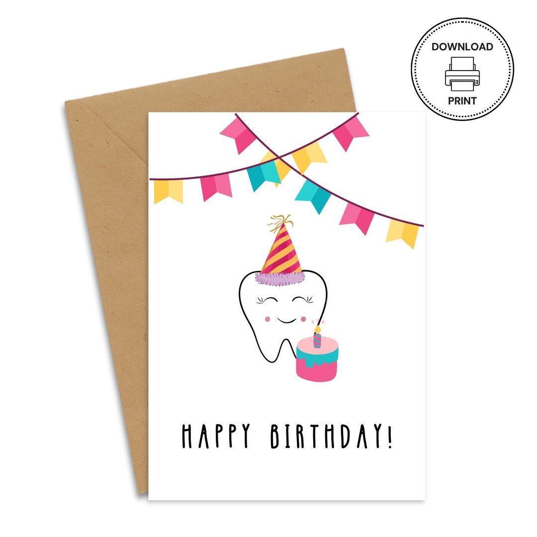 Happy Birthday Dental Card, Dental Appreciation Greeting Card, Cute ...