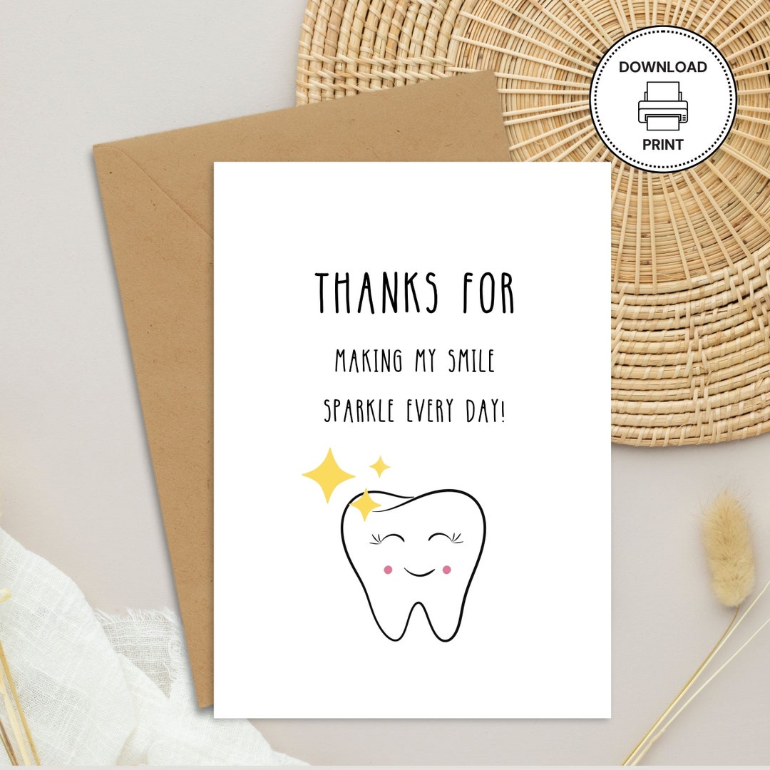 Thank You Card for Your Dentist, Cute Gift, CDA Dental Card, Thank You ...