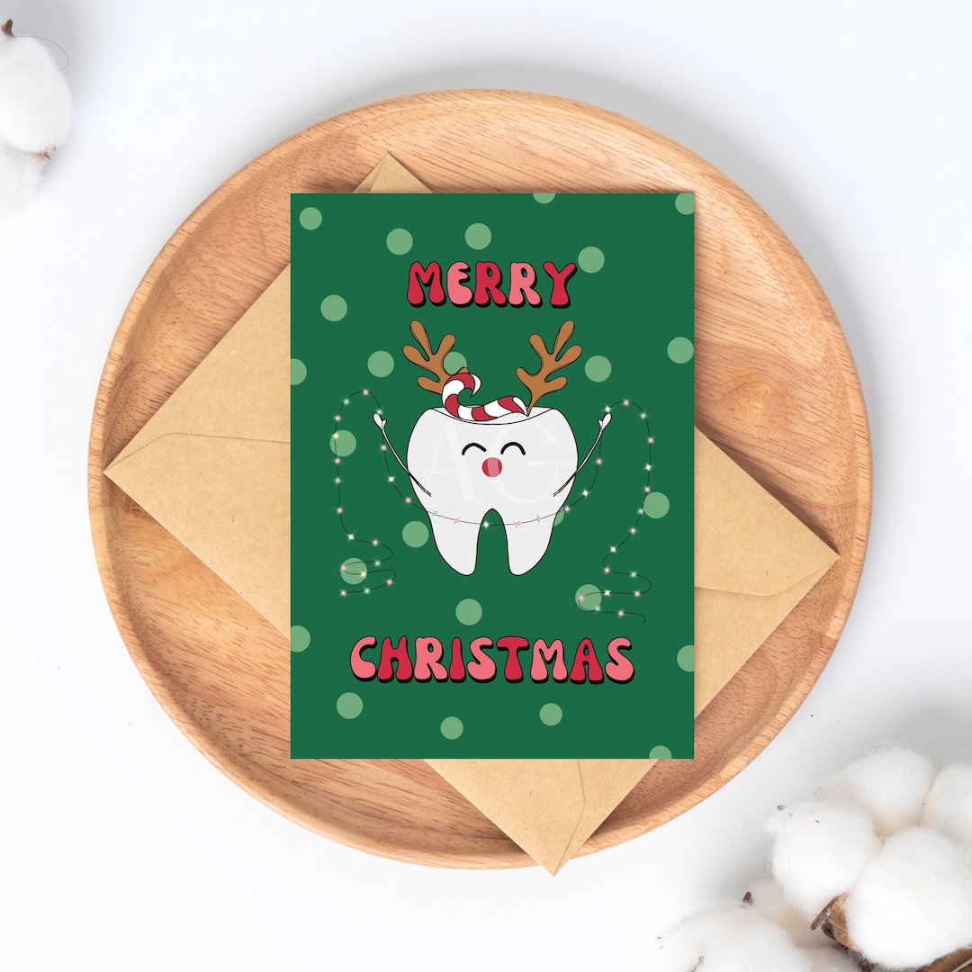 Printable Dentist Christmas Cards, Printable Holiday Greetings for ...