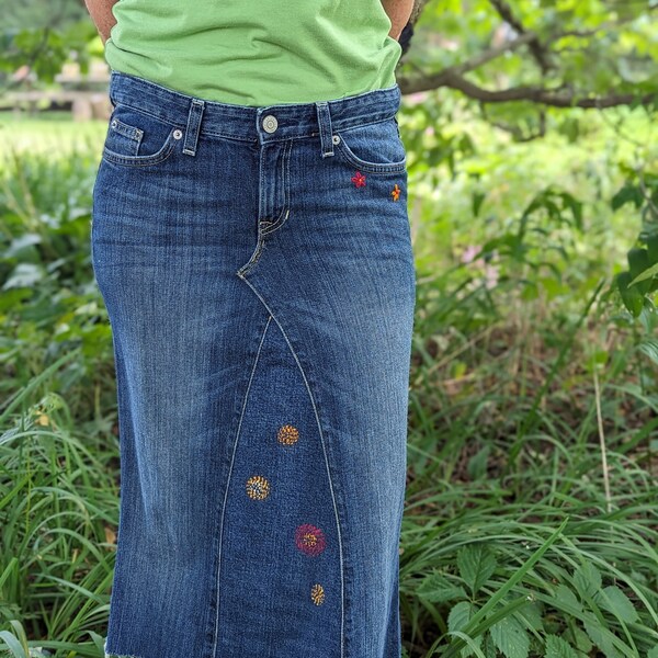 Upcycled Denim Skirt - Etsy