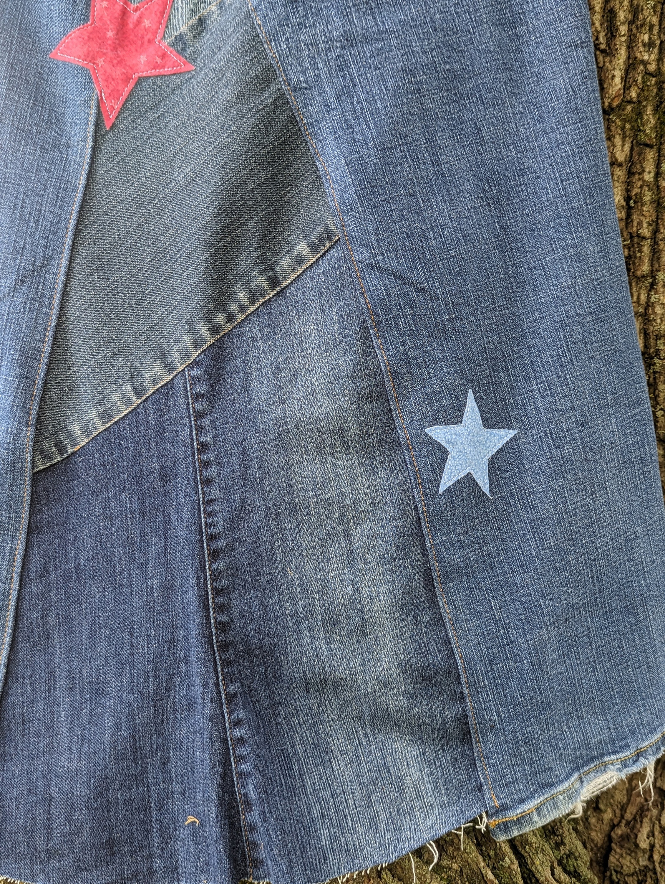 Stars and Stripes Denim Maxi Skirt - Etsy